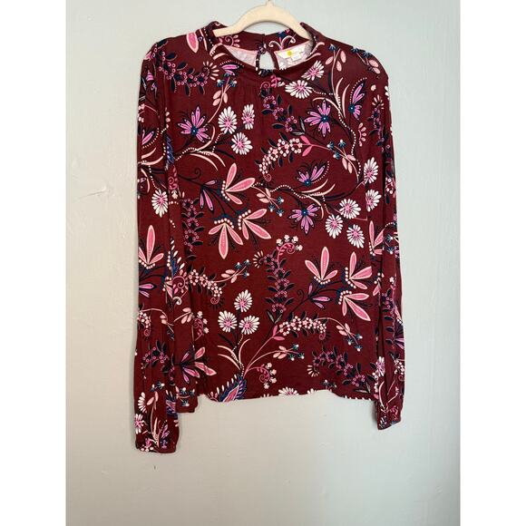 Boden | Tops | Boden Natasha Jersey Top In Maroon Floral Print | Poshmark